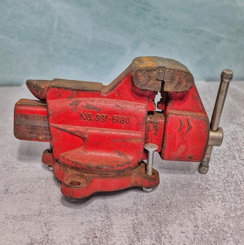 Vintage Craftsman 391-5180 Red Bench Vise 3-3/4" Jaws Swivel Base and ...