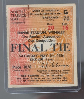 1956 FA CUP FINAL TICKET - MANCHESTER CITY v BIRMINGHAM CITY - UNKNOWN ...