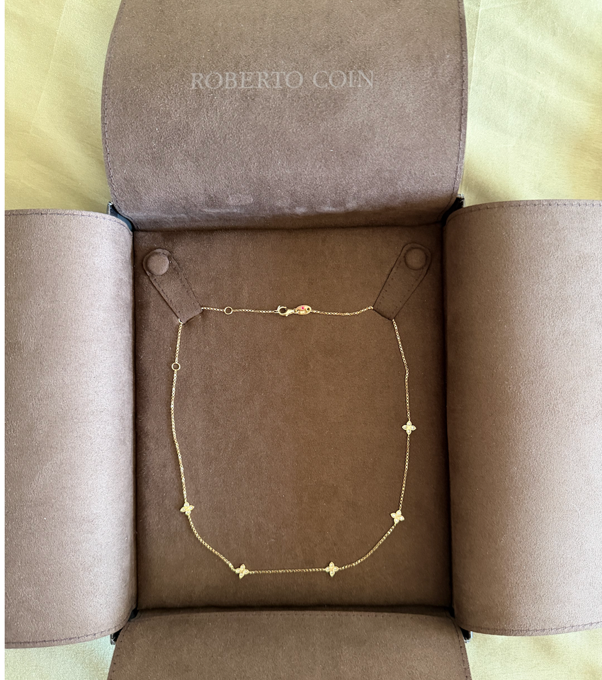 Roberto Coin 18K YELLOW GOLD LOVE IN VERONA FIVE STATION FLOWER ...