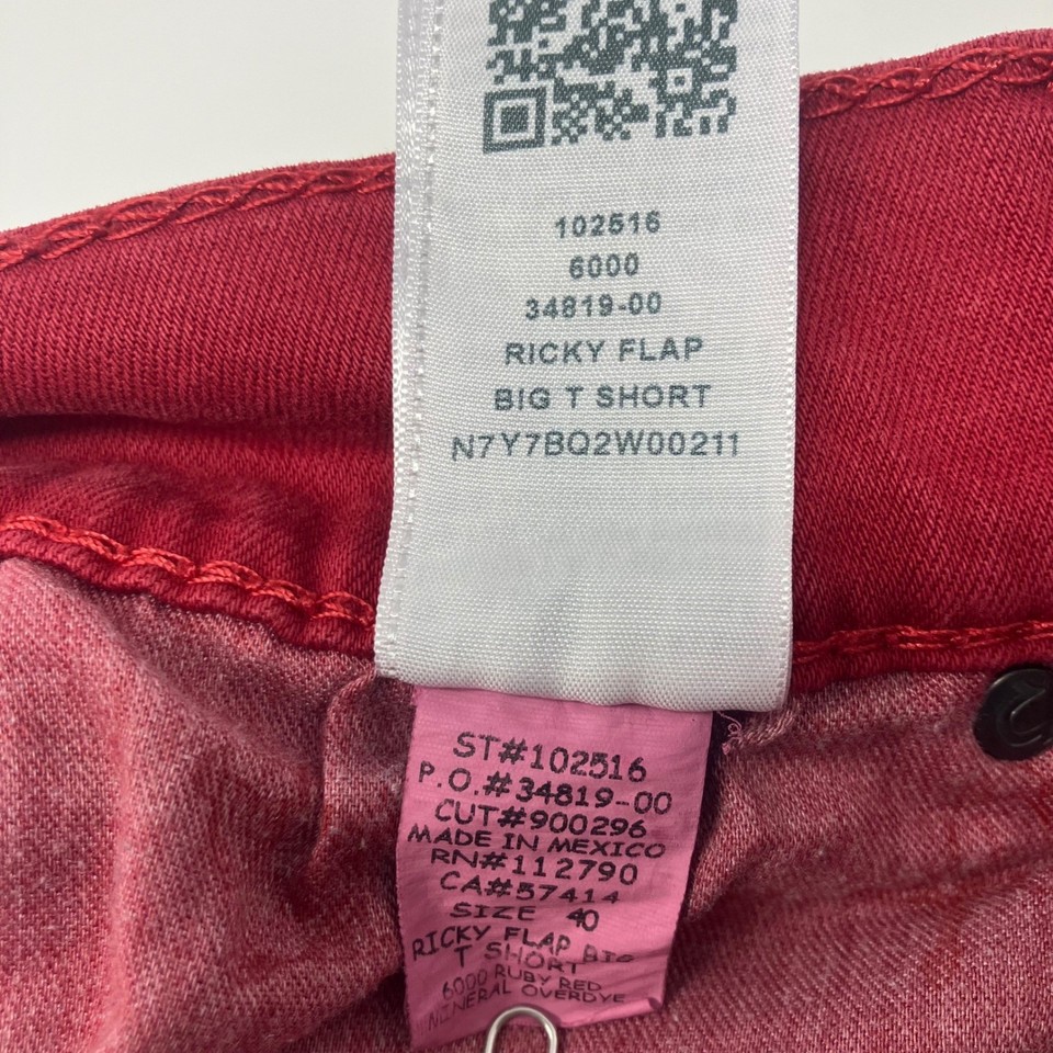 True Religion Ricky Big T Shorts Men's 40 Ruby Red Frayed Hem Relaxed ...