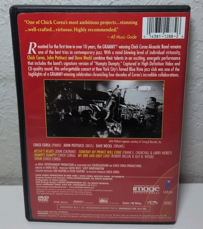 Chick Corea - Rendezvous in New York - Akoustic Band (DVD, 2006) B314 ...