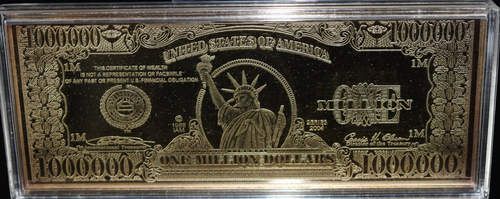 2004 4oz One Million Dollars .999 Fine Silver Note Shaped Bar Gold ...