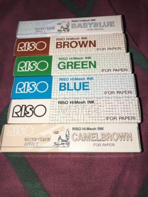 RISO hi Mesh Ink For Paper Camel Brown Blue White Green Brown Baby Blue ...