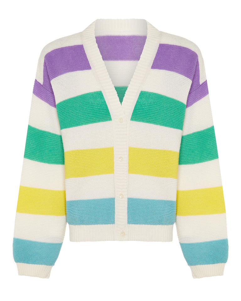 Striped Dropped Shoulder Cardigan Multicolour | eBay