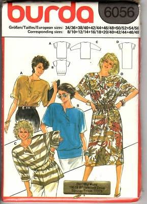 Burda Sewing Pattern Women's DRESS & TOP 6056 Sz 8/10-12/14-42/44-46/48 ...