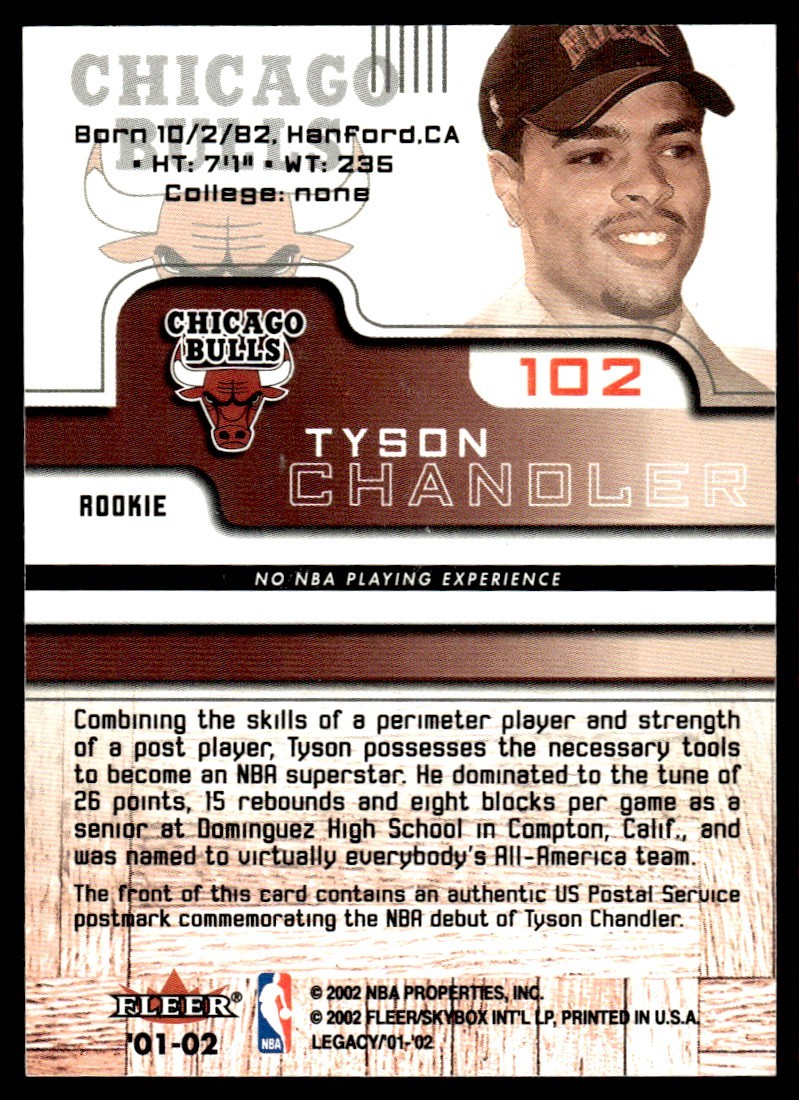 2001-02 Fleer Force - Rookie Tyson Chandler #102 /999 (RC) for sale ...