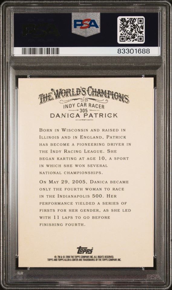 2006 Topps Allen & Ginter Danica Patrick #305 Allen & Ginter PSA 10 ...
