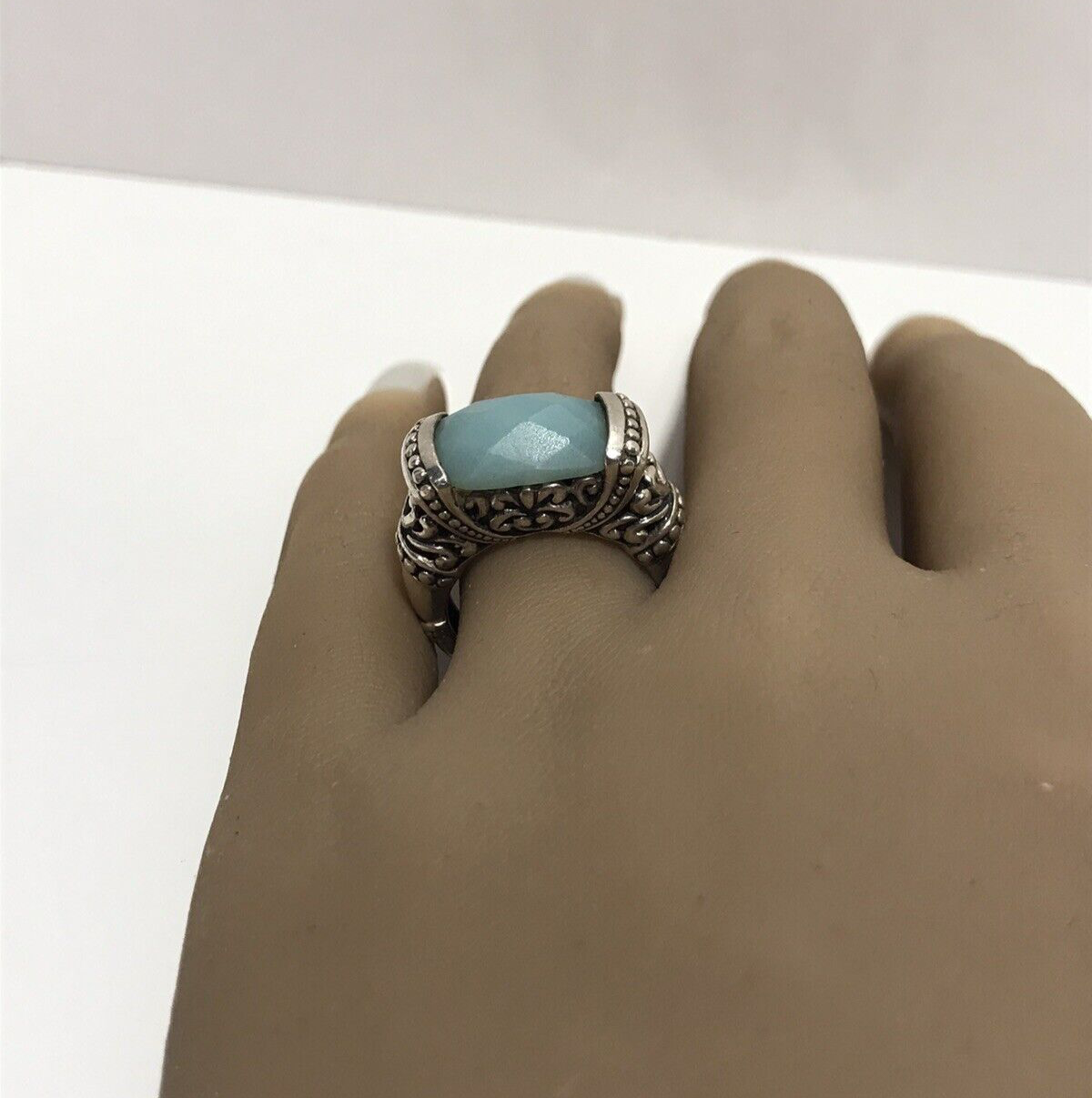Sterling Silver 925 Light Blue Stone Ring Size 7 | eBay