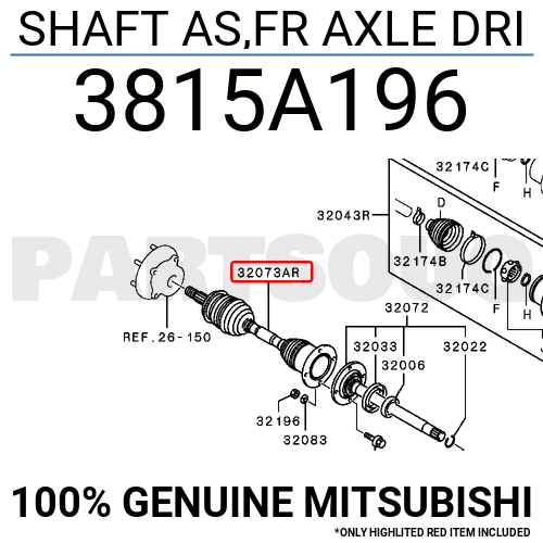 3815A196 Genuine Mitsubishi SHAFT AS,FR AXLE DRI | eBay