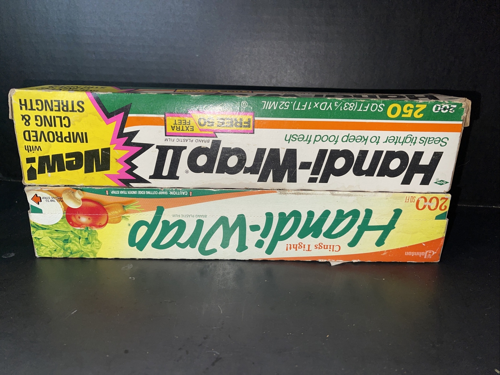 Lot of two 2 Vintage Dow Handi-Wrap II cling 250 feet plastic wrap 1982 ...