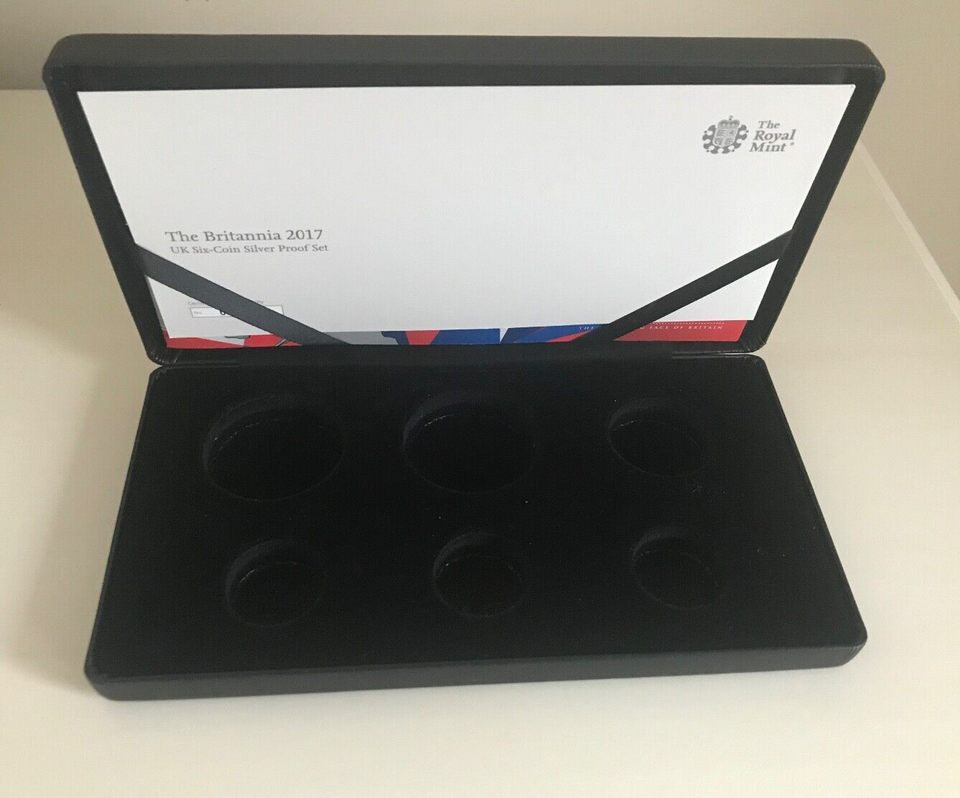 2017 Royal Mint Silver Proof Britannia 6 Coin Set Box & COA Only - NO ...