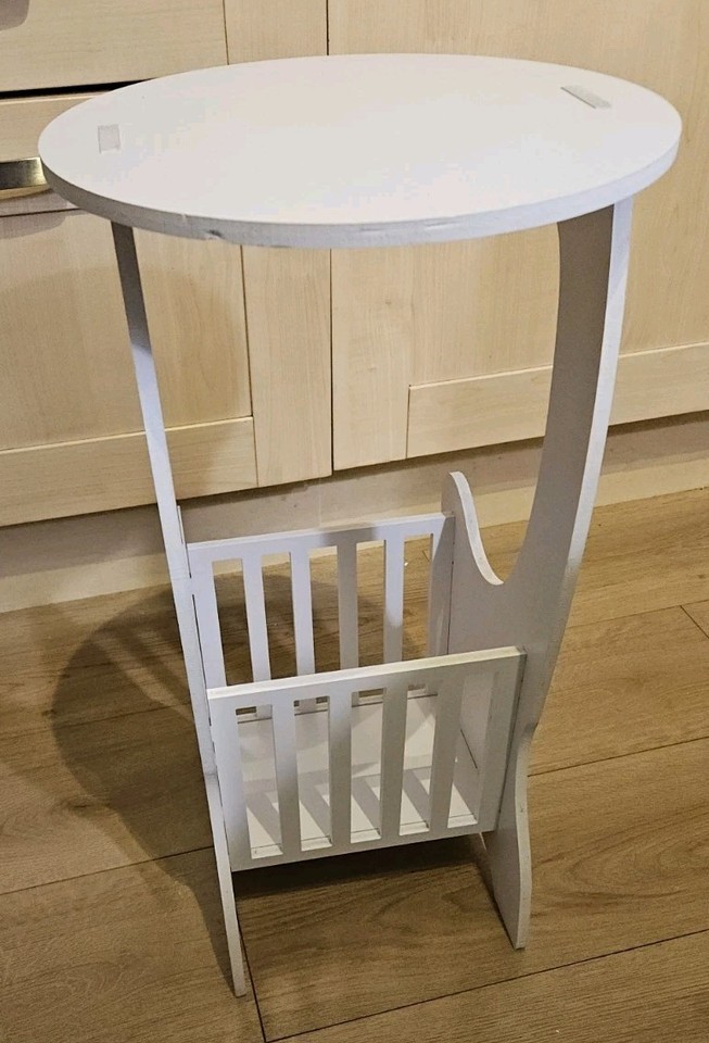 White wooden table with magazine rack | eBay UK