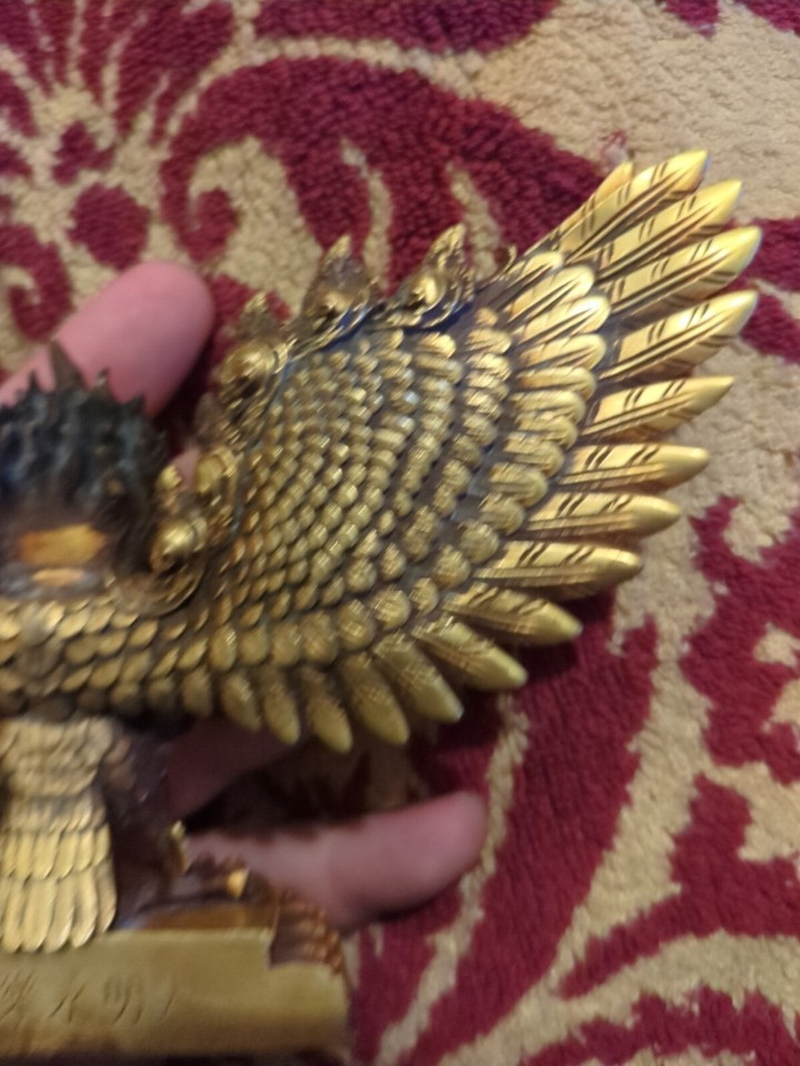 Vintage Antique Chinese Tibetan Bronze 24K Gold Gilt Winged Garuda Bird ...