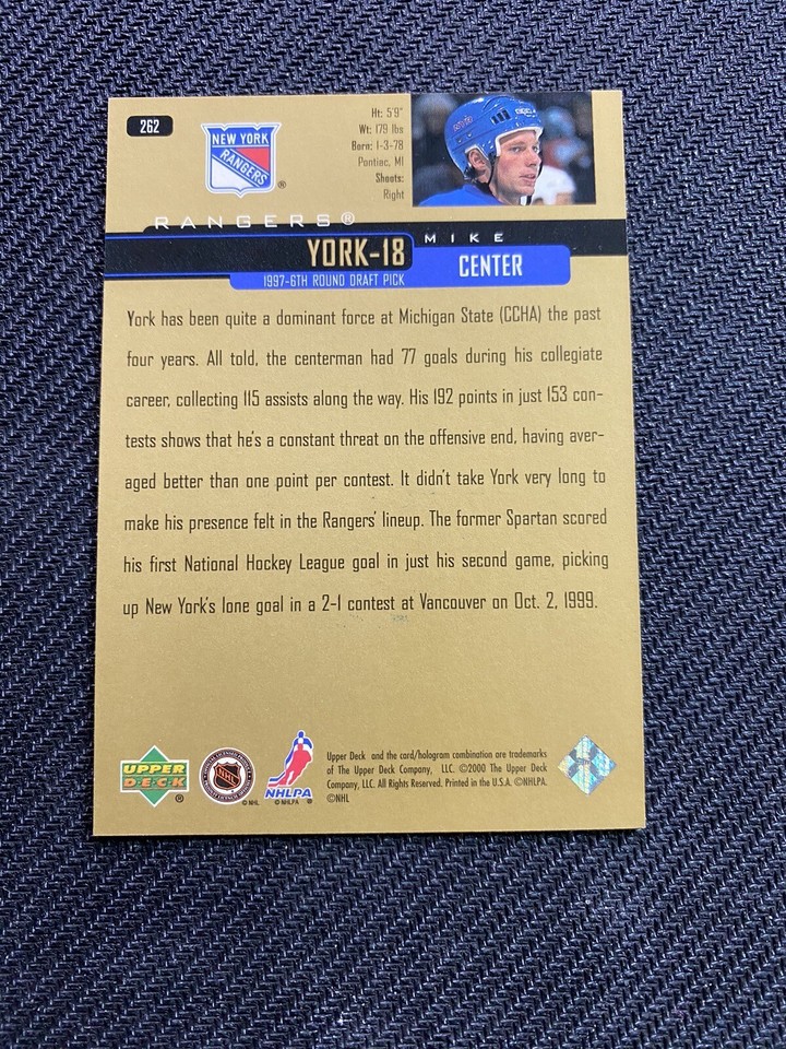 2000-01 UD Gold Reserve Hockey Mike York Autograph #262 Rangers Auto | eBay