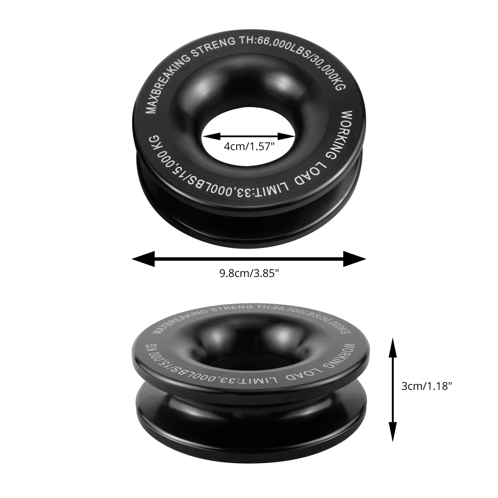Anodized 2PCS Black Winch Recovery Ring For Ford F-100 F-150 F-250 F ...