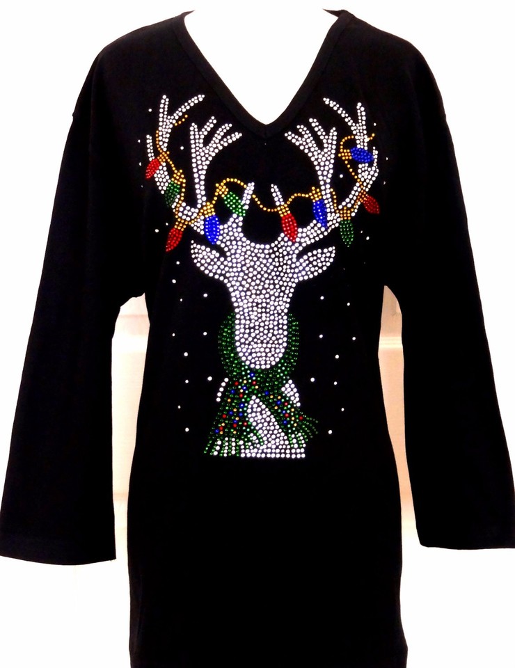 Regular or Plus One Size Leggings Embellished With Rhinestone Holiday ...