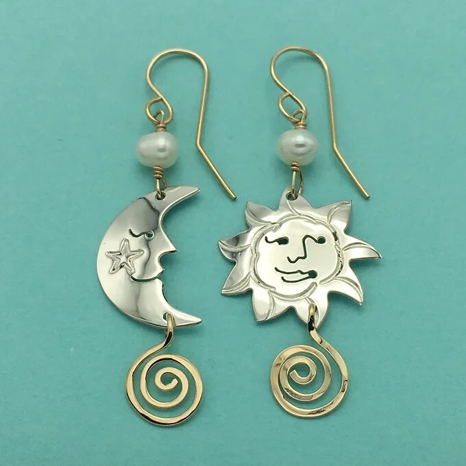Sterling Silver Sun & Moon Earrings/ Handcrafted by Sassi LaMuth ...