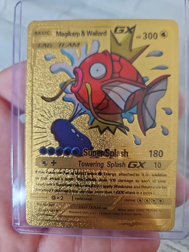 Pokemon Magikarp & Wailord GX Gold Foil Fan Art Vinyl Collector Card ...