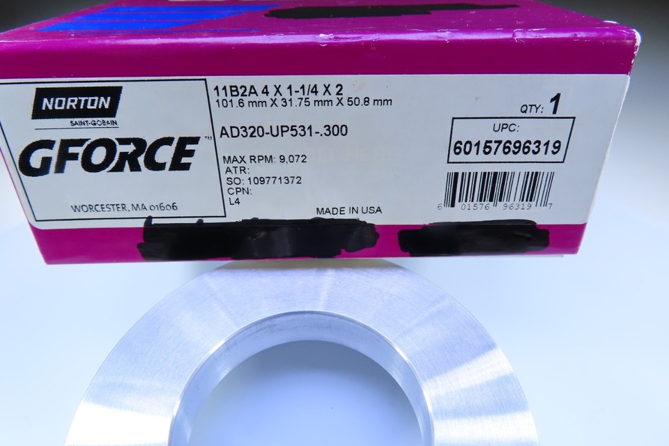 NEW NORTON AD320-UP531-.300 DIAMOND GFORCE CUP WHEEL 11B2A 4 X 1-1/4 X ...
