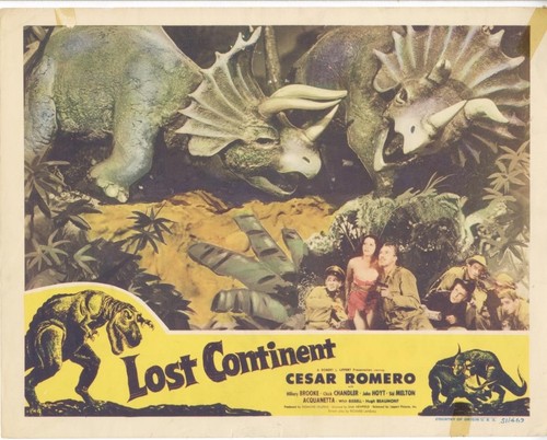 "THE LOST CONTINENT"-ORIGINAL LOBBY CARD-#8-SCI-FI-DINOSAURS-TWO TRICERATOPS | eBay