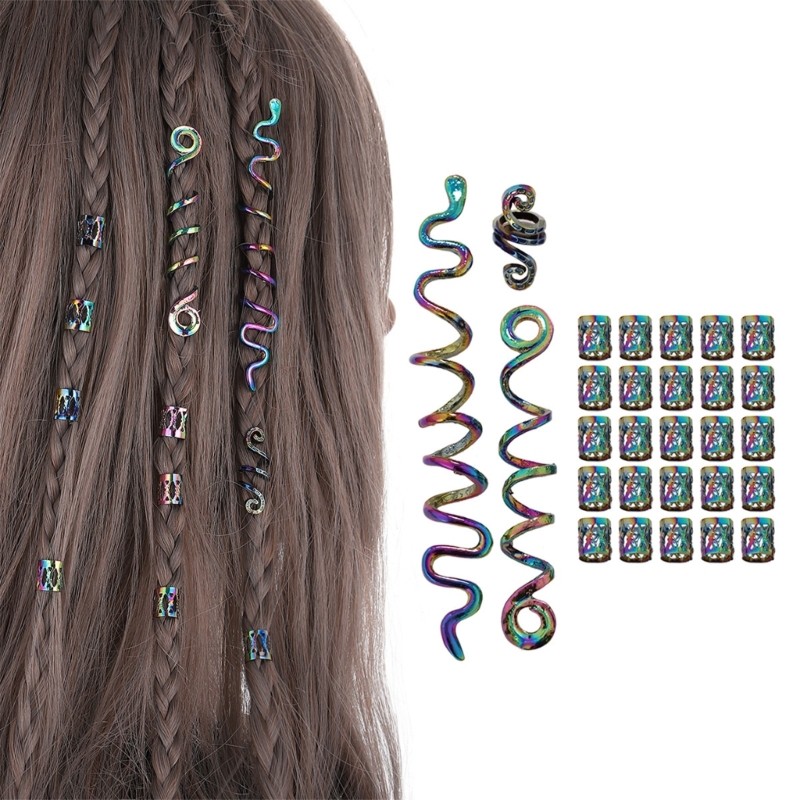 Hair Rings Dreadlock Bead Hair Beads Loose Coil Braid Rings Braid Clip ...