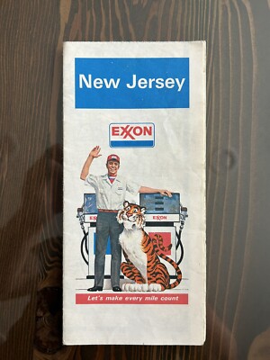 Vintage 1981 Exxon New Jersey State Highway Gas Station Travel Road Map ...