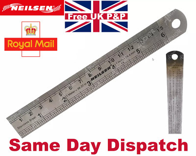 Stainless Steel Metal Ruler | Metric & Imperial | 6" 15cm 150mm ...