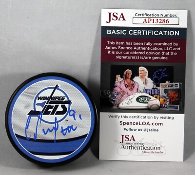 COLE PERFETTI SIGNED WINNIPEG JETS REVERSE RETRO PUCK NHL AUTOGRAPHED ...