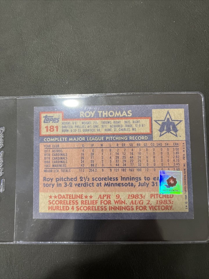 1984 Topps ROY THOMAS Signed Card autograph AUTO MARINERS CARDINALS ...
