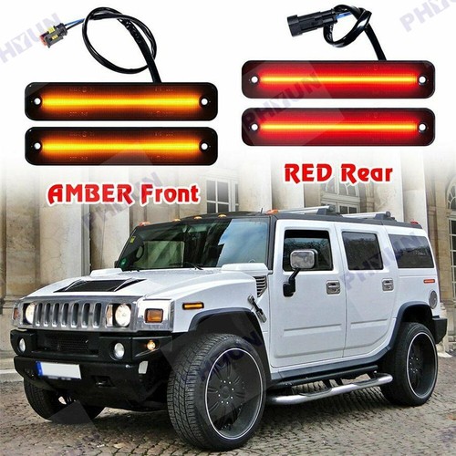 For 2003-2009 Hummer H2 Front AMBER Rear RED Fender LED Side Marker ...