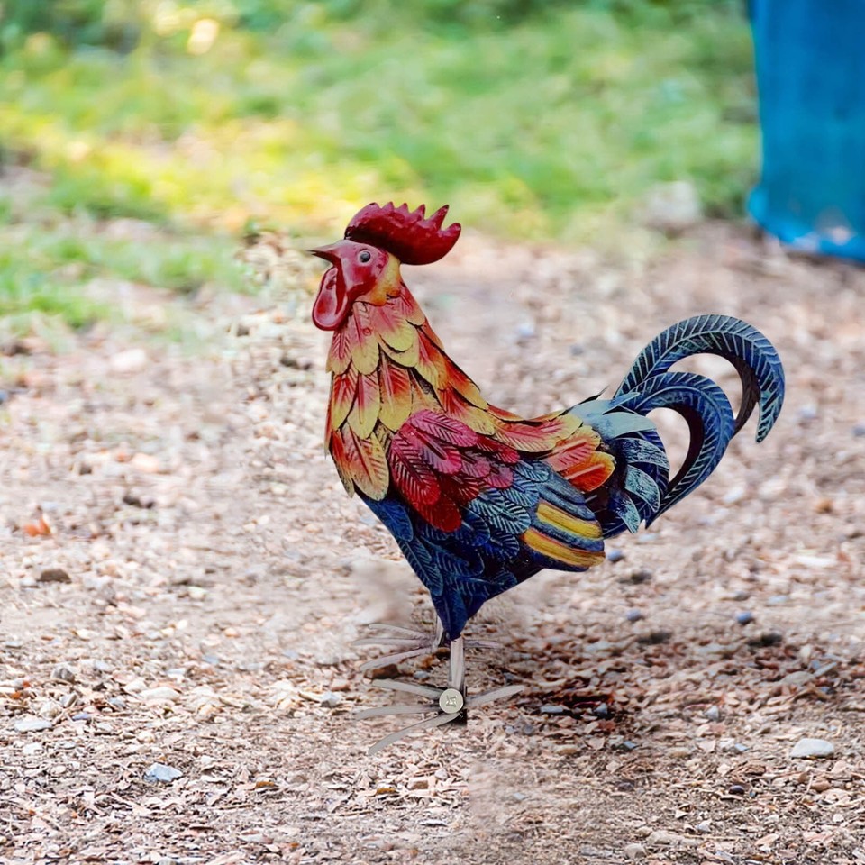 Metal Rooster Statues, Outdoor Garden Statues, Metal Chicken ...