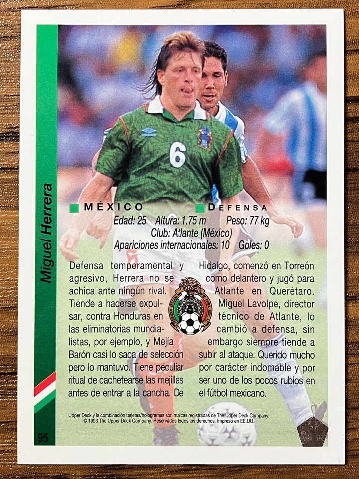 Upper Deck 1993 World Cup USA Soccer Card #95 Miguel Herrera Mexico | eBay