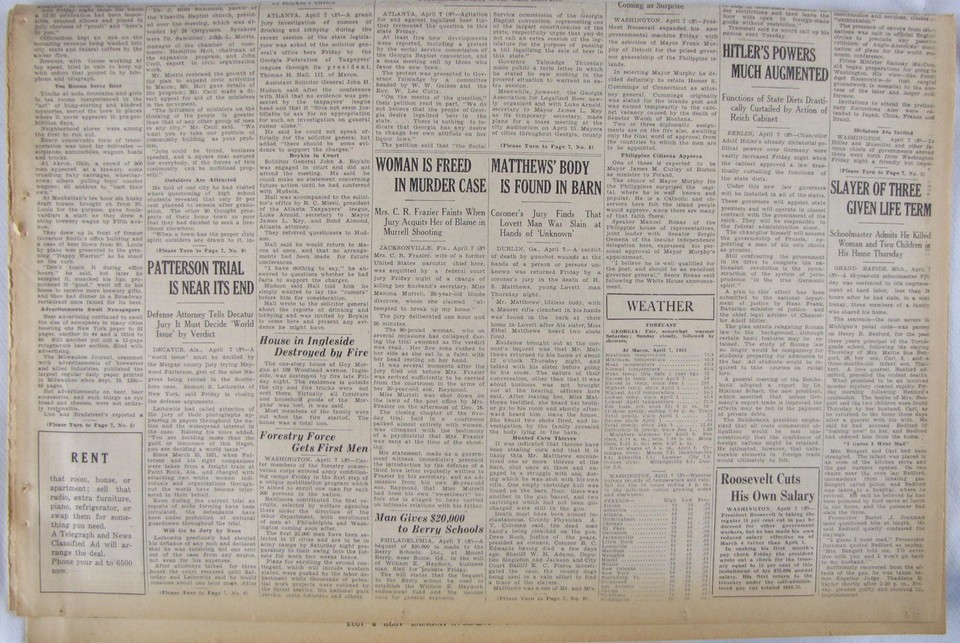 Vintage 1933 USS AKRON Airship Crash Survivors Newspaper | eBay