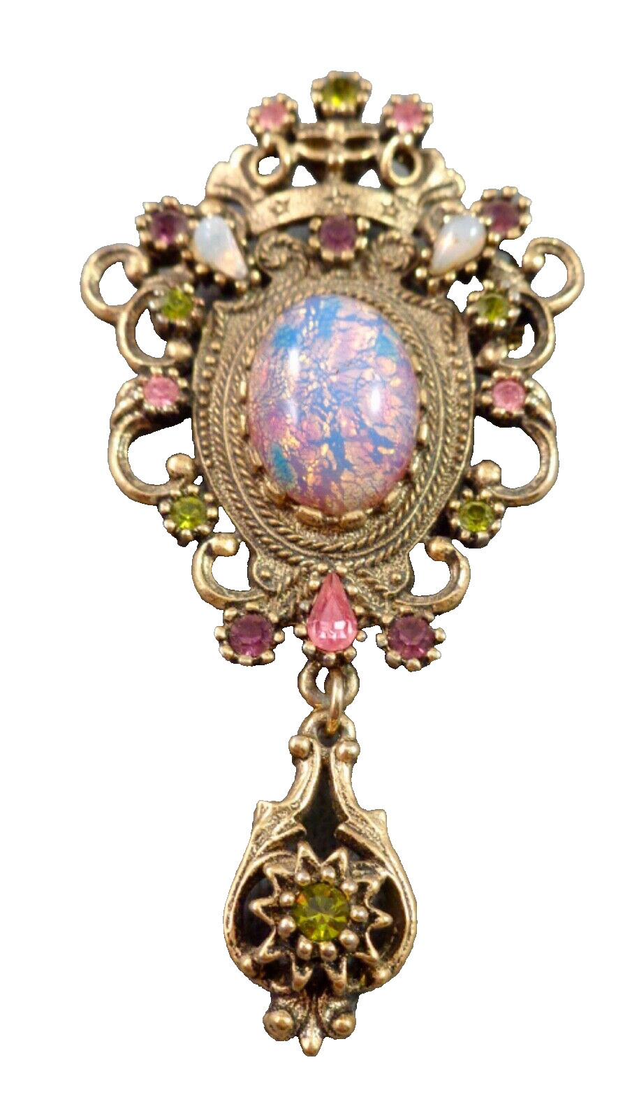 Great 50s Vintage S Coventry Faux Opal Dangle Costume… - Gem