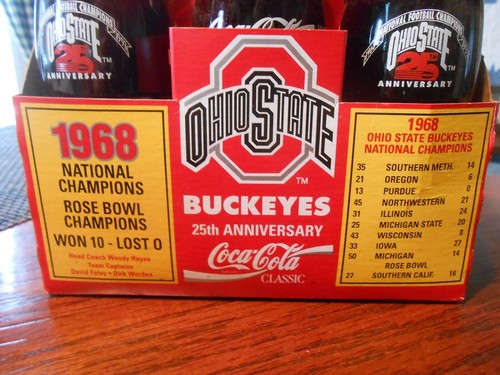 OHIO STATE BUCKEYES 25TH ANNIVERSARY 6 PACK COCA COLA CLASSIC 1968 ...