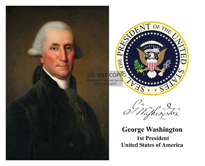 PRESIDENT GEORGE WASHINGTON PRESIDENTIAL SEAL AUTOGRAPHED 8X10 ...