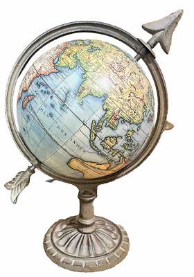 Desktop Earth Globe Terrestre Cast Iron Base Paris France Olde Old ...