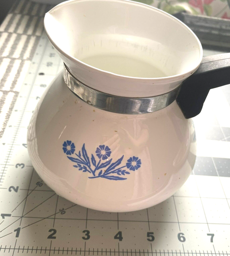 VINTAGE CORNING WARE BLUE CORNFLOWER STOVE TOP 6 CUP COFFEE TEA POT ...