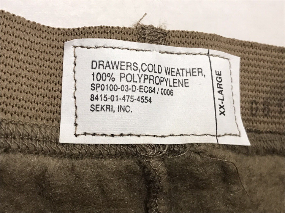 PolyPro ECWCS Brown ( Polypropylene ) Cold Weather Drawers USGI XX ...