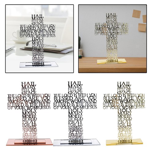 Standing Crucifix Jesus Scriptures Cross Chapel Sculpture Bedroom Shelf ...