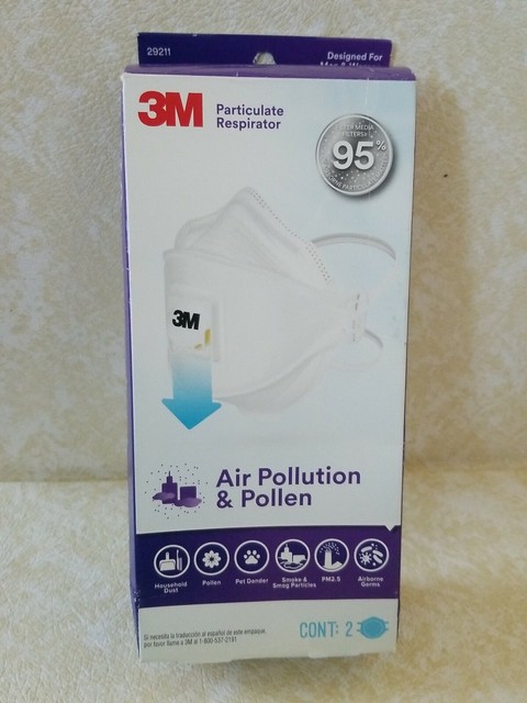 3M N95 Air Pollution and Pollen Respirator Mask, 29211 - 2 Pack for ...