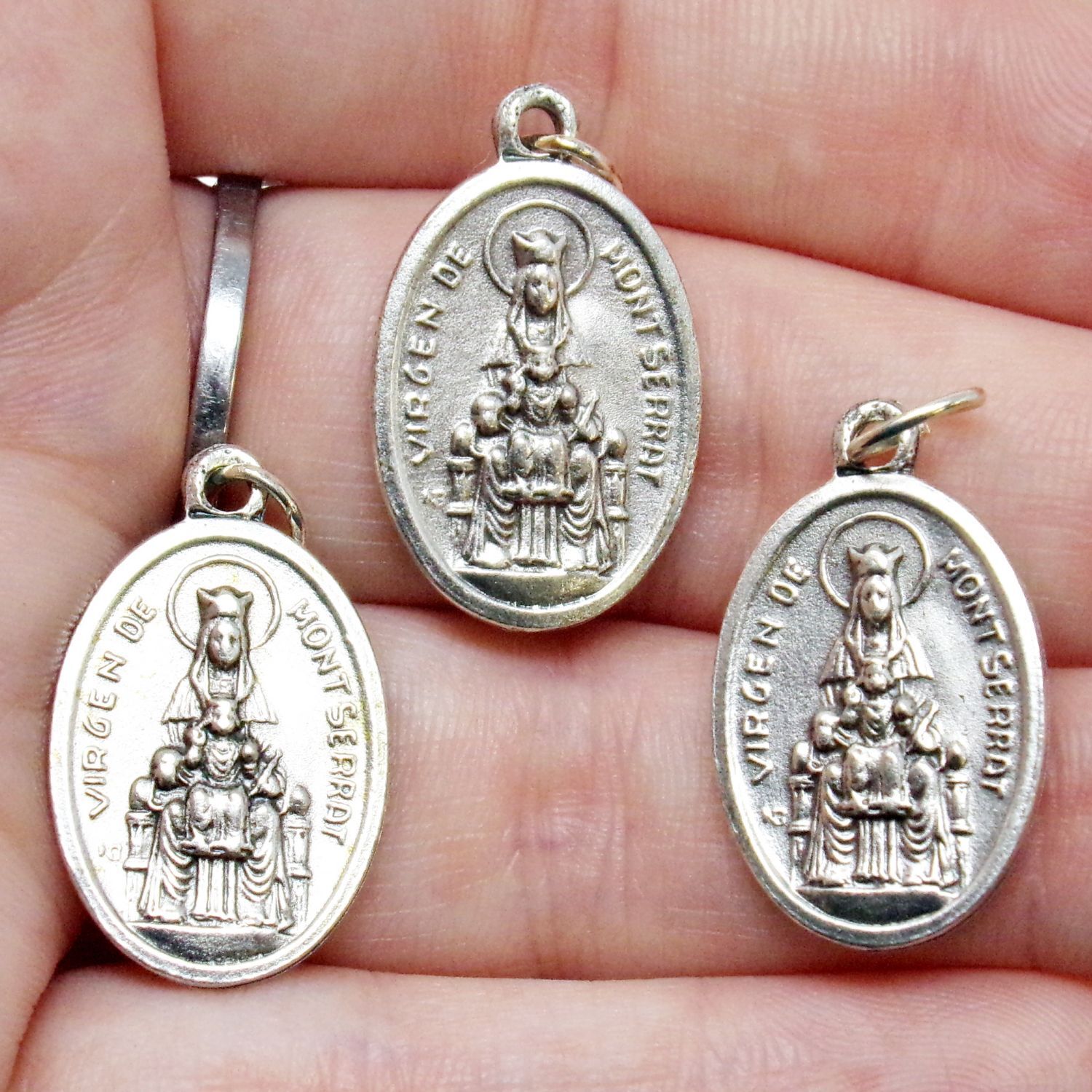 Our Lady of Montserrat Silver Tone Prayer Medals for Rosary Parts 1 In ...