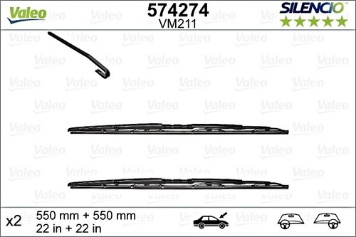 VALEO Silencio Wiper Blade PAIR 550mm 22" Fits AUDI A4 B6 8E S4 ...