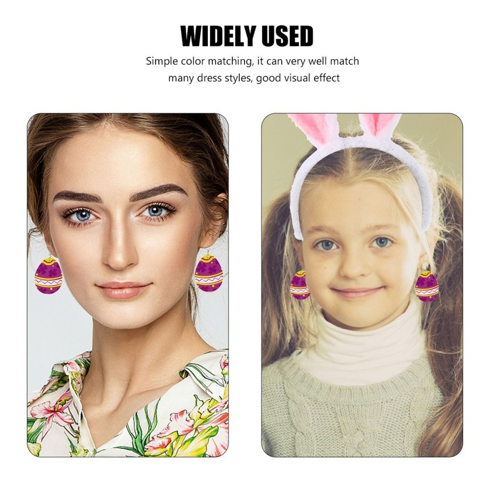 6 Pairs Easter Egg Rabbit Ear Drops Easter Elements Design Earrings ...