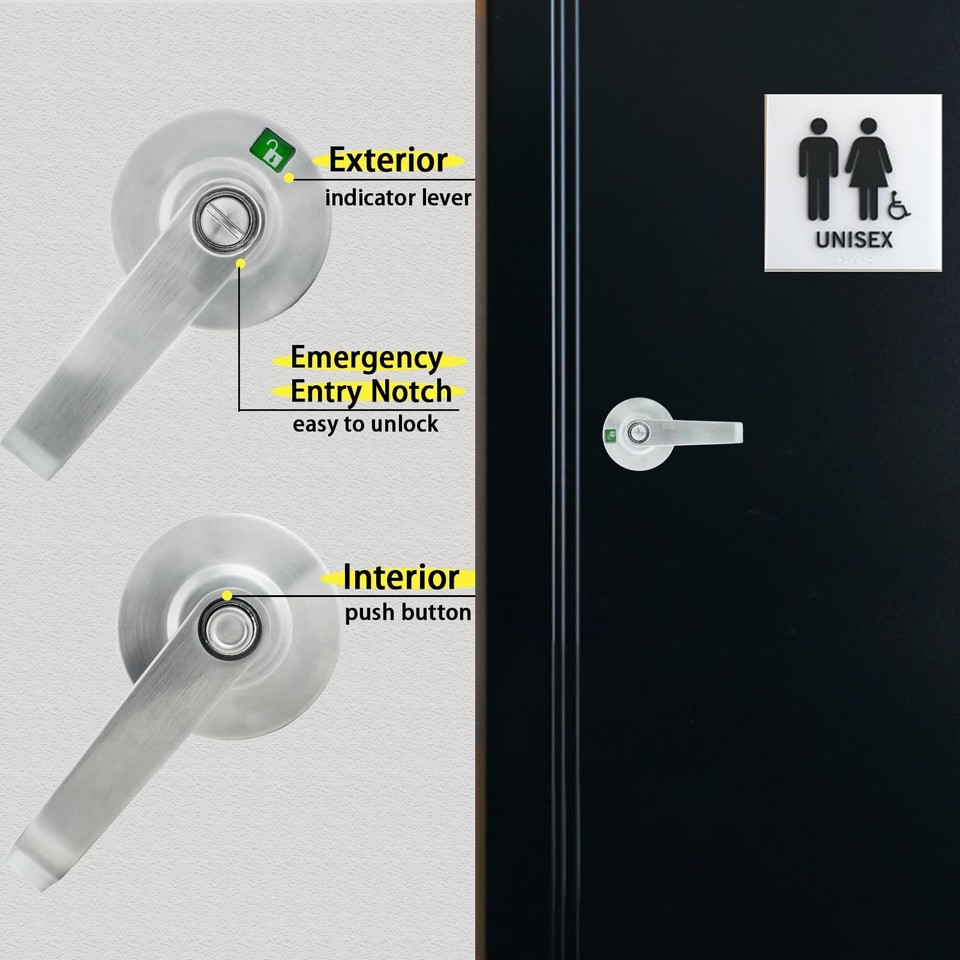 Commercial Privacy Indicator Lock, Heavy Duty Grade 2 Bathroom Door ...