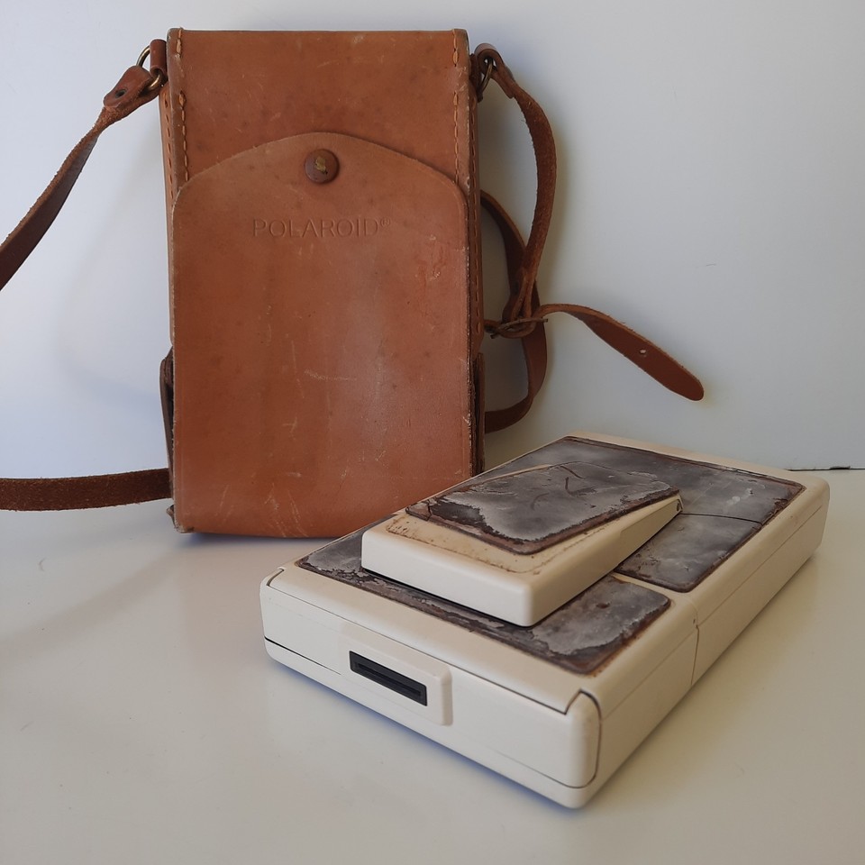Vtg Polaroid SX-70 Land Camera Tan / Brown W/ Leather Case - Untested ...