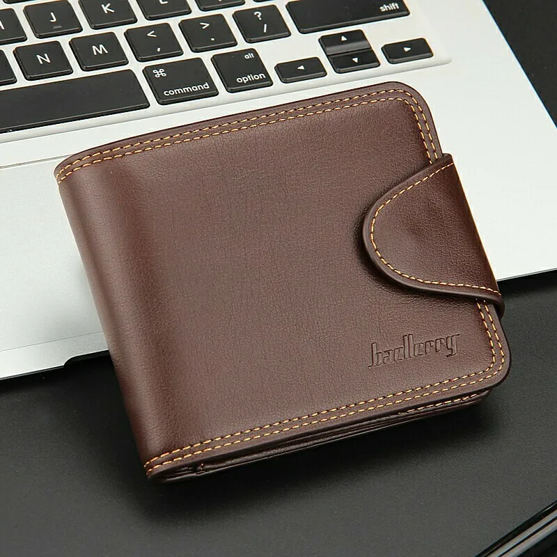 Fashion Men'S Wallet Business Short Ultra-Thin Wallets PU Leather Bi ...