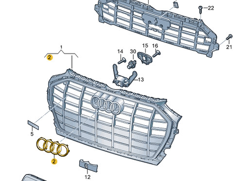 NEW AUDI Q5 FY FRONT BUMPER RADIATOR GRILLE BADGE 80A853605CT94 ...