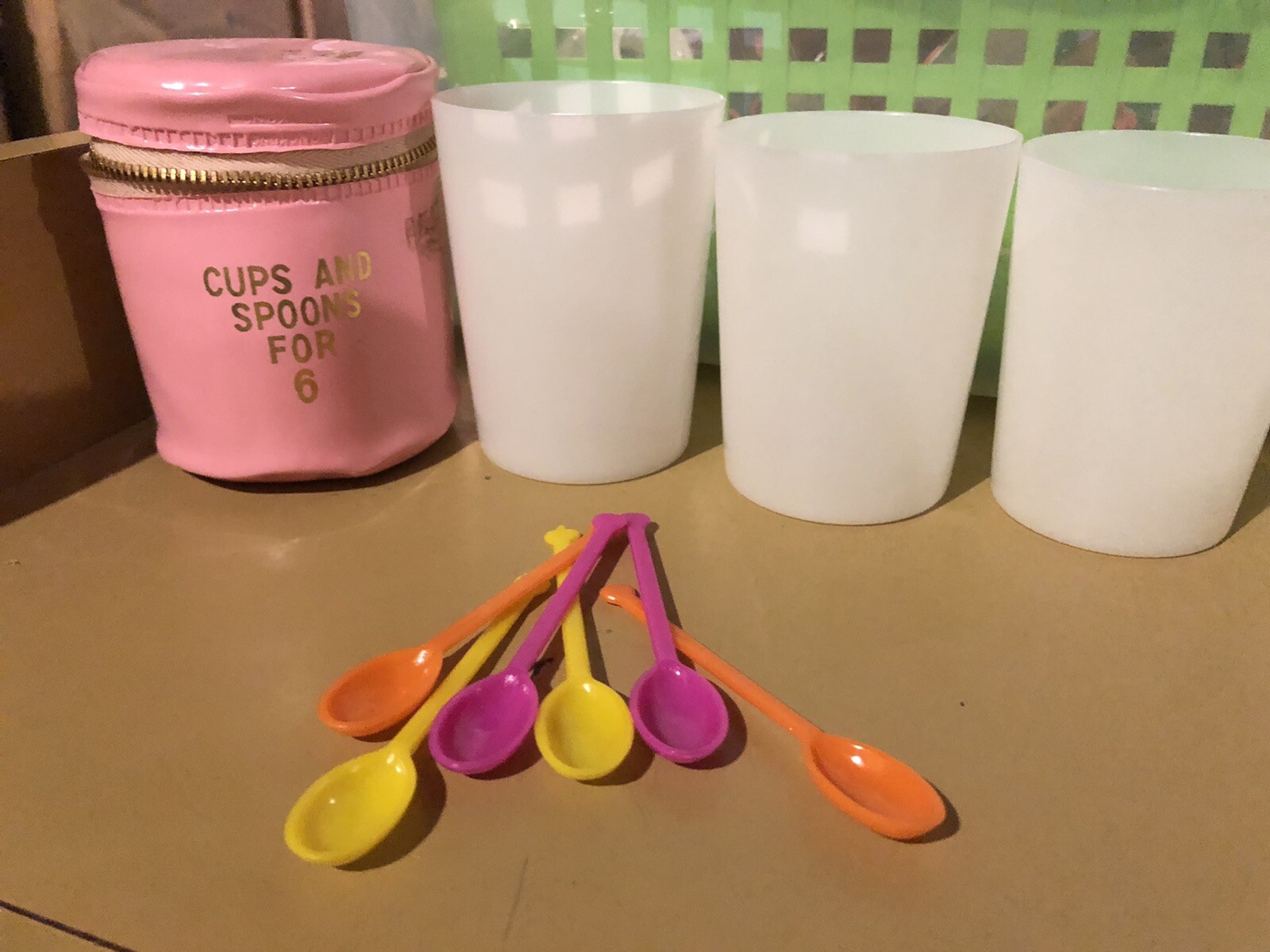 Vtg Barbie Pink Cups Spoons Tumbler Set Camper Stackable Drink Picnic ...