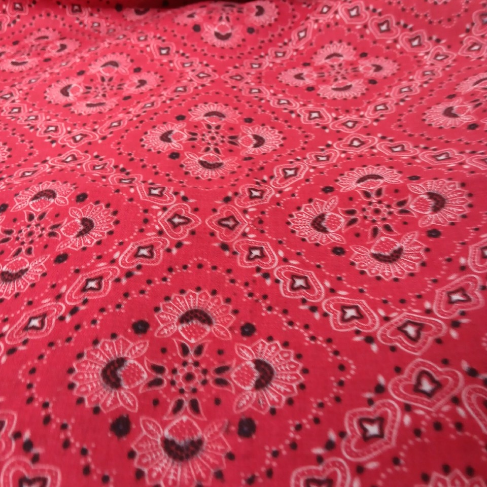 Red Bandana Fabric Cotton 7.3 Yards x 44" Washed Crafts Western Sewing ...